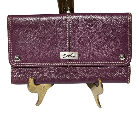 Buxton | Bags | Buxton Vintage Leather Trifold Studded Checkbook Wallet ...